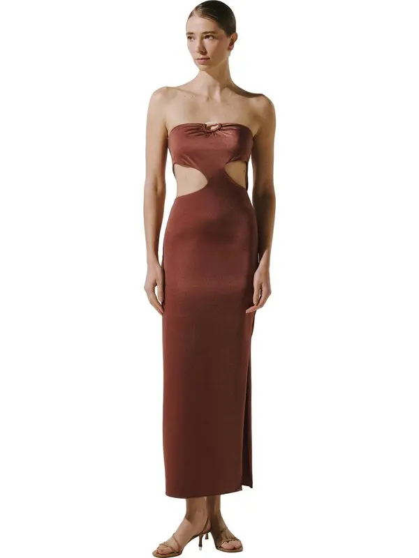 BAOBAB Tali Maxi Dress With Asymmetrical Cut-outs - Brunette