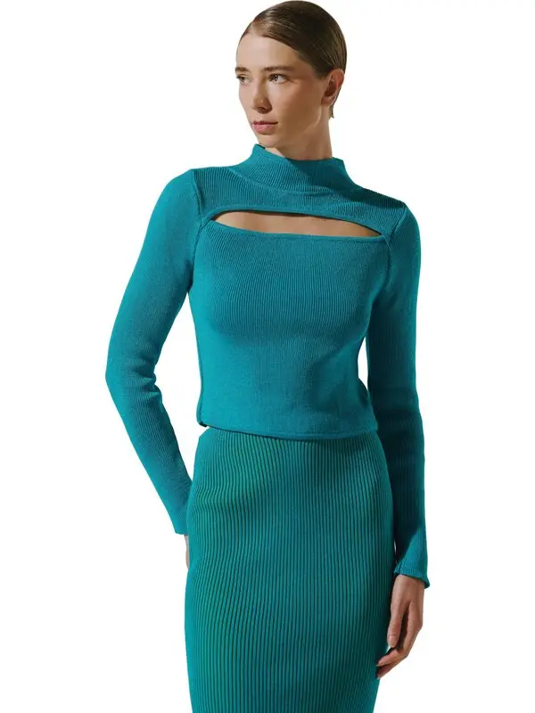 BAOBAB Lagoon Top With High-neck Cutout - Pacifico
