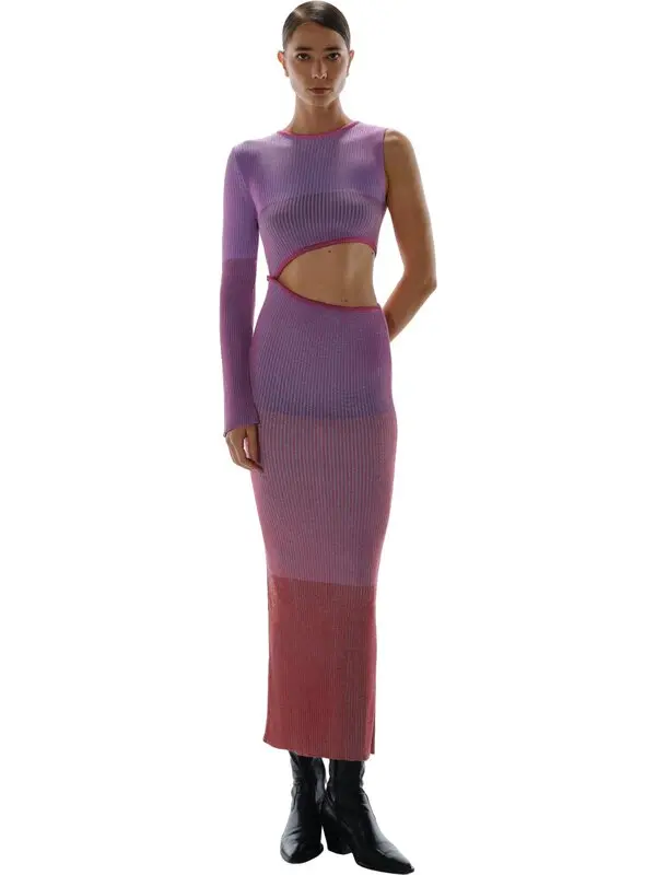 BAOBAB One Shoulder Maxi Dress With Cut-out Detail - Raspberry