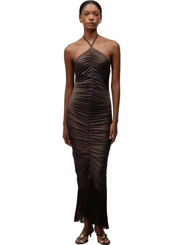 BAOBAB Zoe Maxi Dress With Fringe Detail - Marron