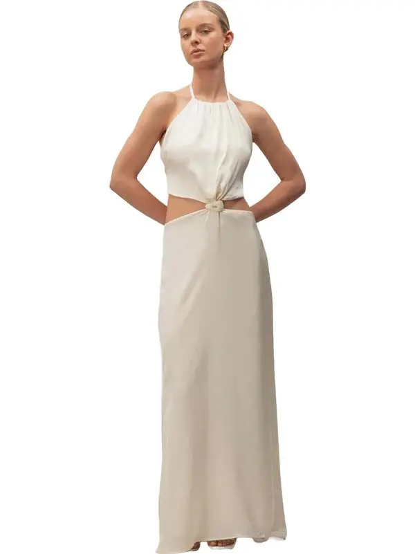 BAOBAB Lexi Halterneck Maxi Dress With Cut-out Detail - Silver