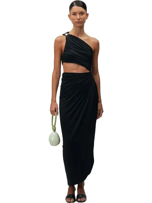 BAOBAB Aurora Maxi Dress With Cut-out And Draping - Charcoal