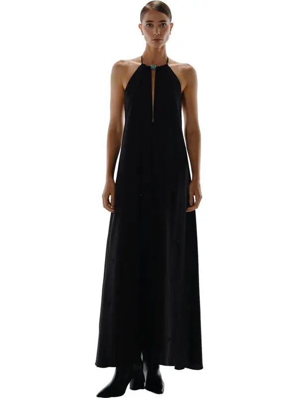 BAOBAB Rondine Maxi Dress With Halter Neckline And Embellishments - Black
