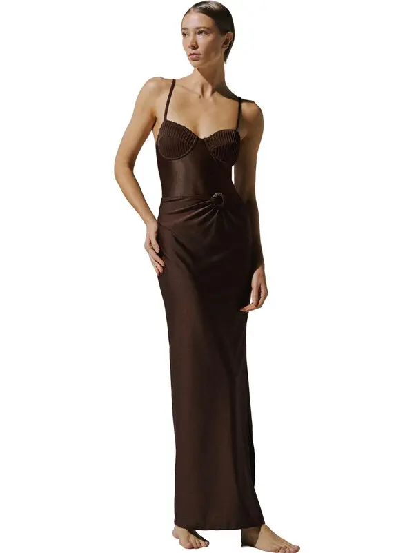 BAOBAB Maxi Skirt With Ruched Detailing - Cacao