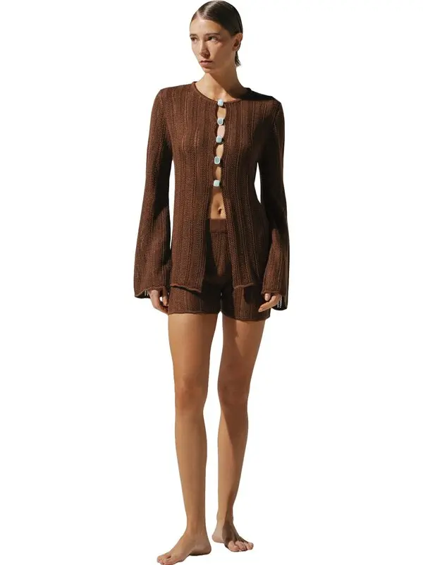BAOBAB Corsica Top With Bell Sleeves And Cut-out Detail - Pecan