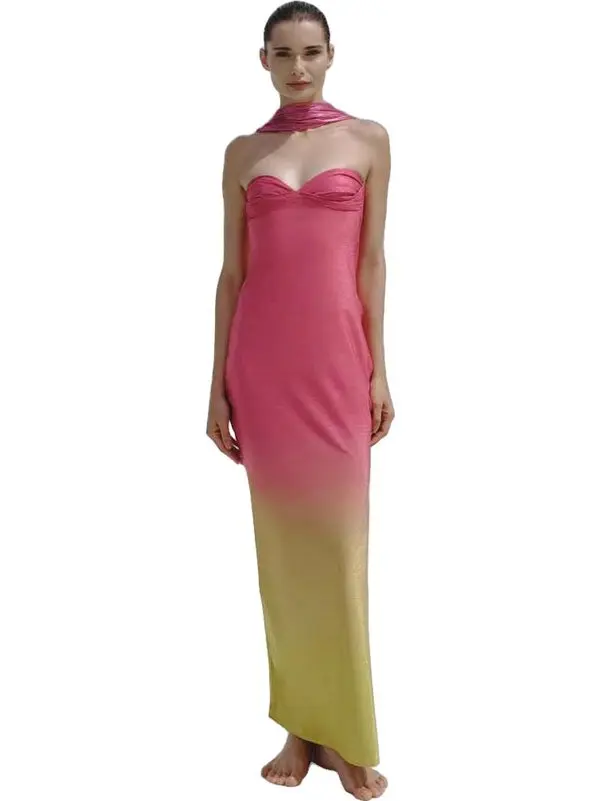 BAOBAB Athena Strapless Maxi Dress With Neck Collar - Eclipse