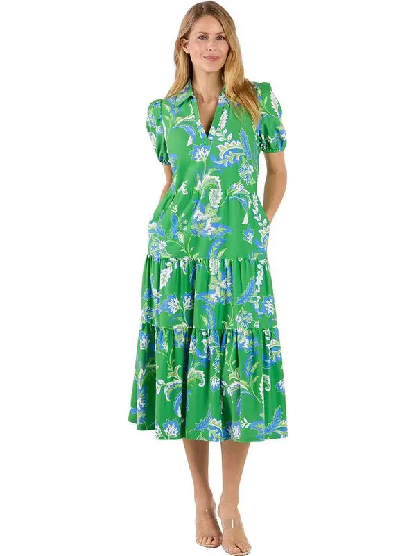 Jude Connally Portia Tiered Midi Dress - Feathered Floral Grass