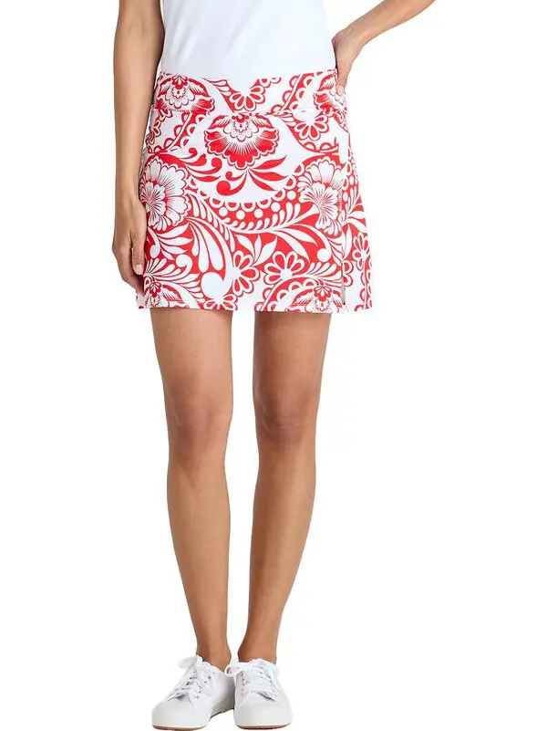 Jude Connally Floral Print Skort With Side Zip Detail - Somerset Red