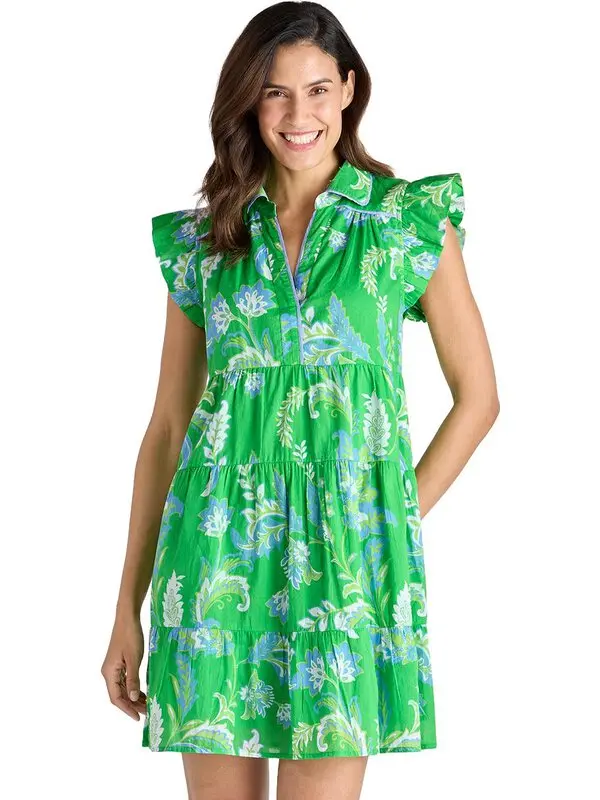 Jude Connally Alanna Tiered Dress - Feathered Floral Grass