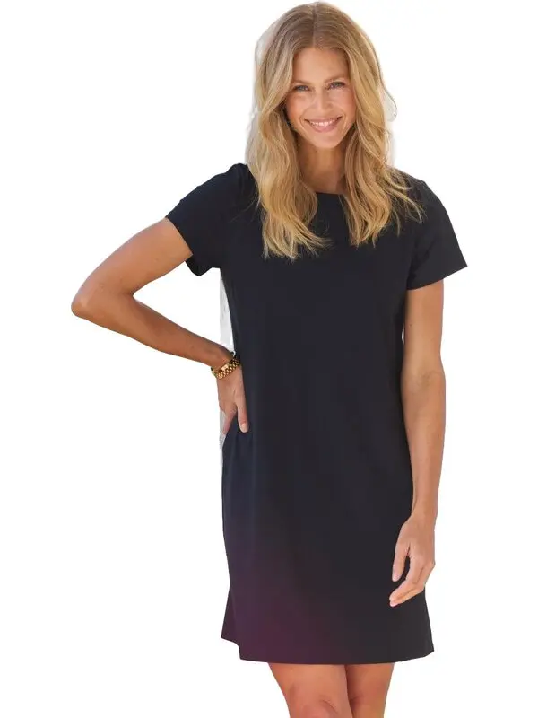 Jude Connally Ella Dress, Short Sleeve, Crewneck, Lightweight - Black