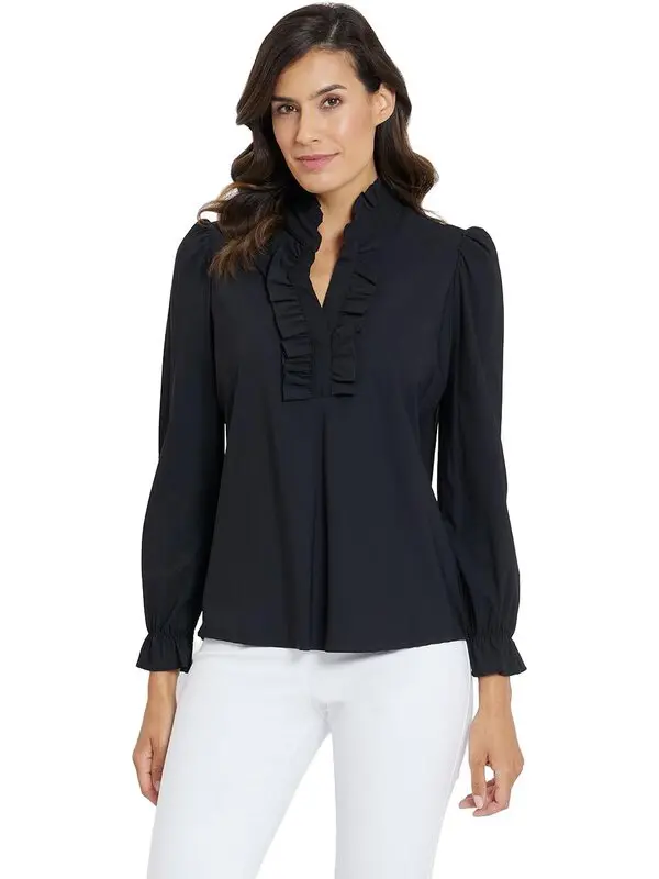 Jude Connally Wren Top With Ruffle Details - Black