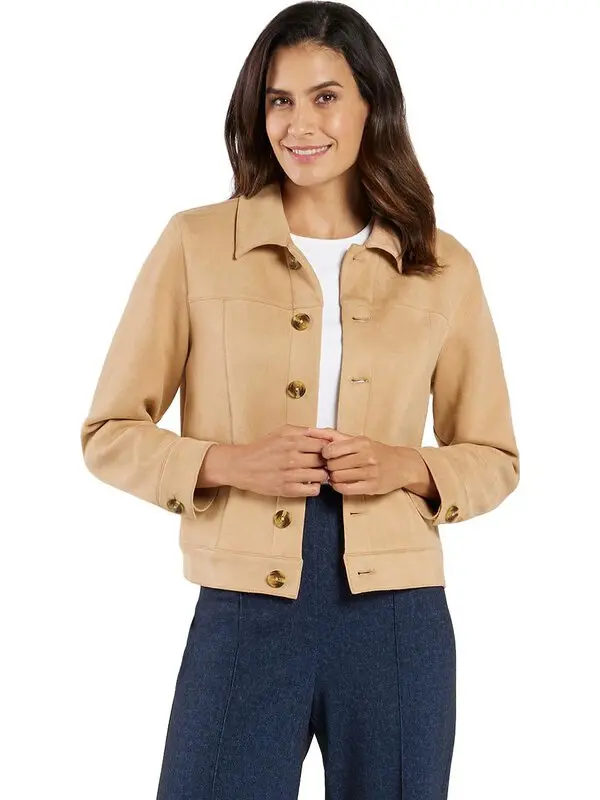 Jude Connally Faux Suede Classic Collar Jacket - Camel