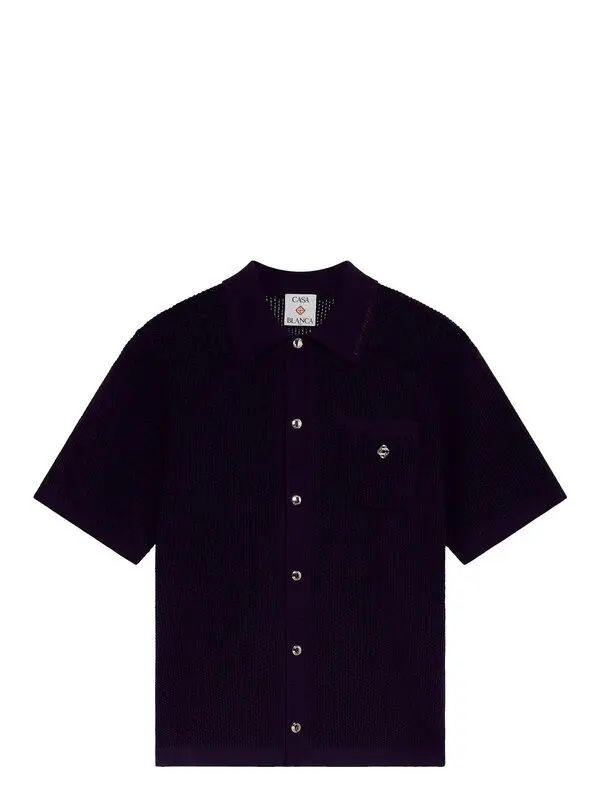 Casablanca Purple Short Sleeve Mesh Shirt - Silver