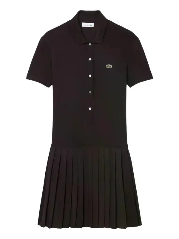 Lacoste Pleated Skirt Polo Collar Mini Dress - Brown