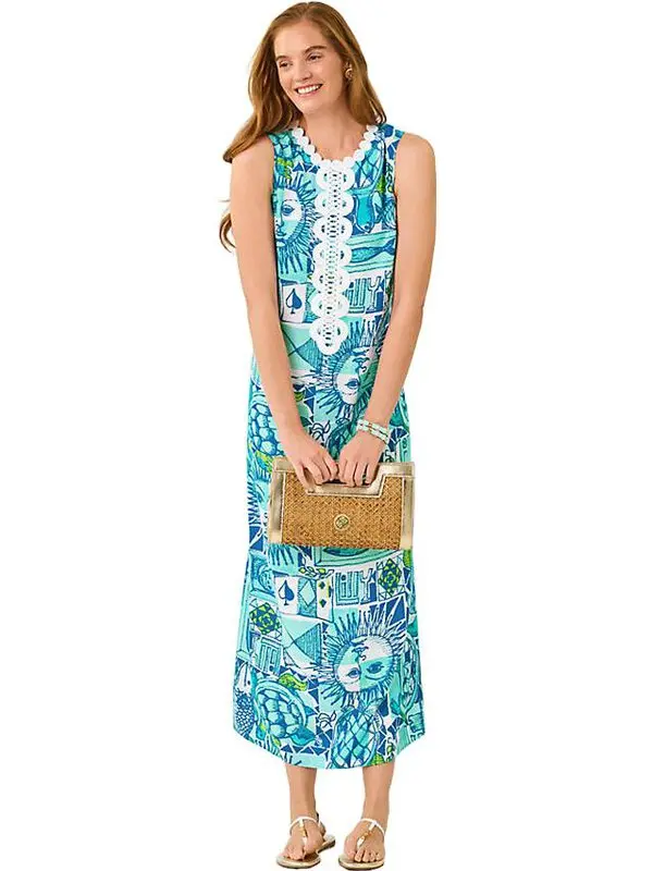 Lilly Pulitzer® Iris Maxi Dress With Lace Neck Detail - Mint