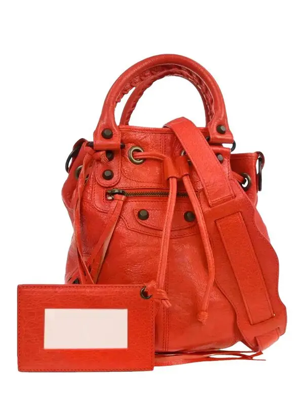 Balenciaga Mini Classic Pompon Bucket Bag - Red