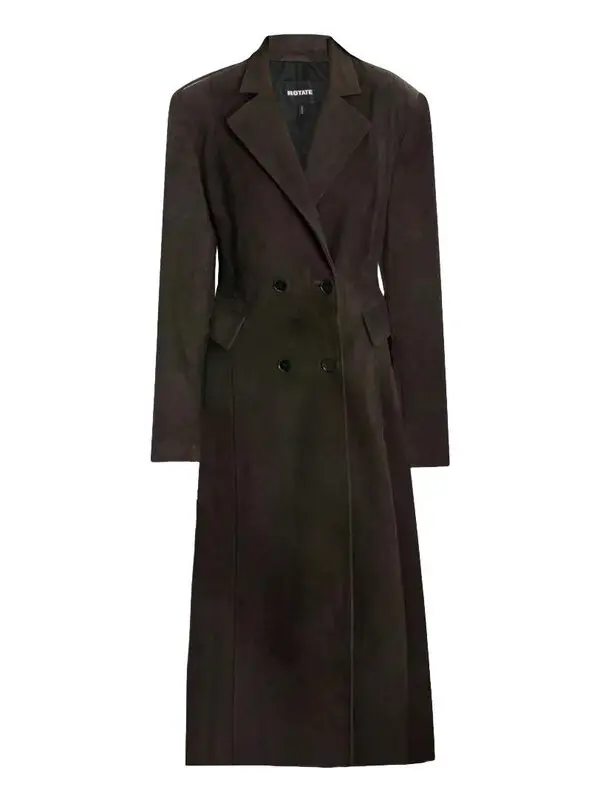 ROTATE BY BIRGER CHRISTENSEN Double-breasted Suede Coat - Brown
