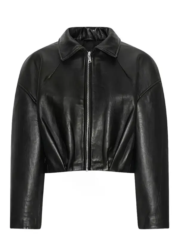 ROTATE BY BIRGER CHRISTENSEN Boxy Leather Jacket - Black