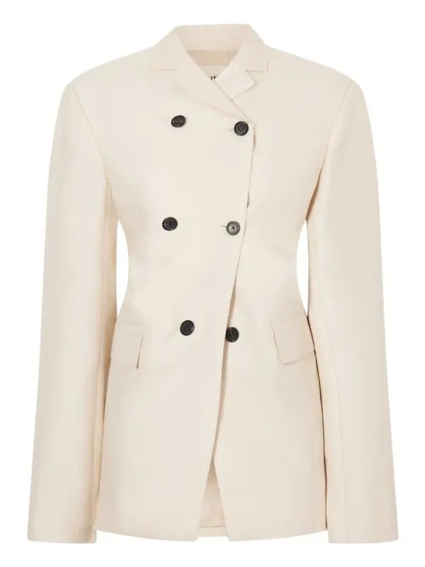 Khaite Rolo Double-breasted Wool And Silk-blend Blazer - Neutrals