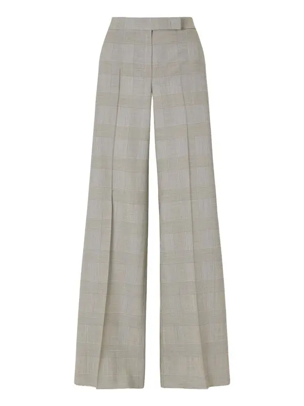 Max Mara Checked Wool Wide-leg Pants - Gray
