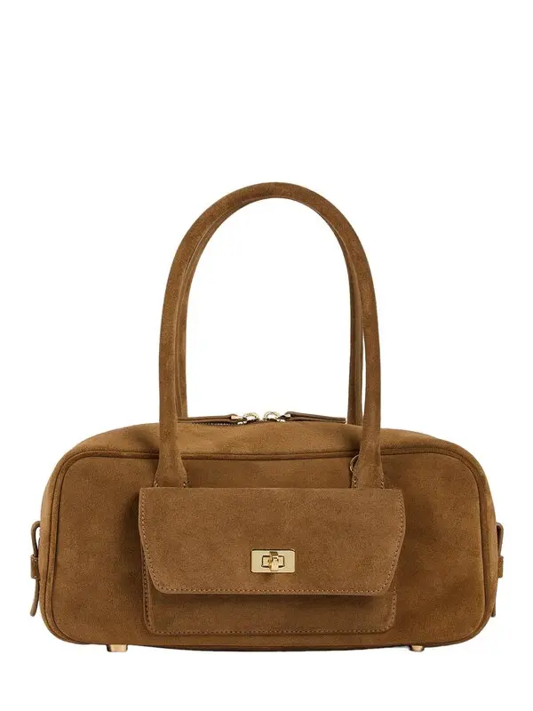 Sandro Ezmehralda Suede Bowling Bag - Beige