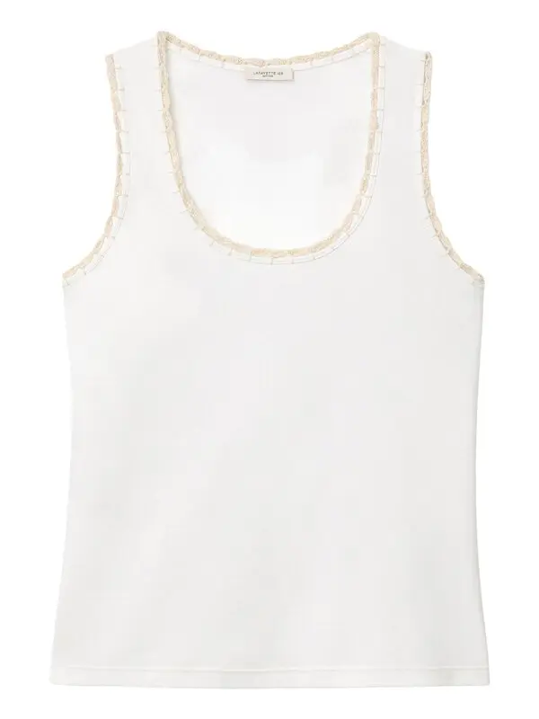 Lafayette 148 New York Stretch-cotton Tank With Trim - White