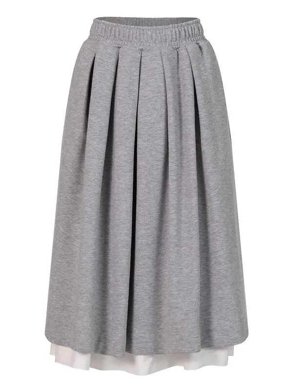 CLOTHES BY LOCKER ROOM Pleated Midi Skirt With Layered Hem - Grey