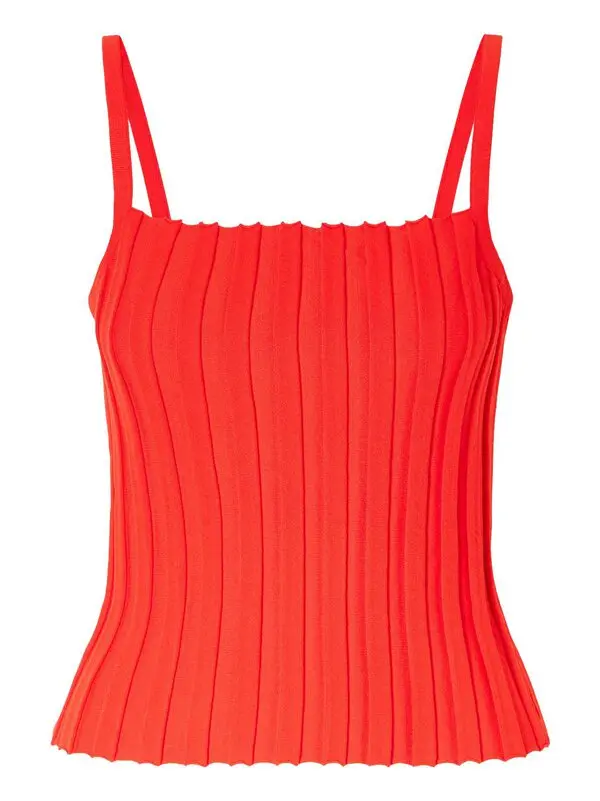 Staud Skye Ribbed Jersey Tank - Red
