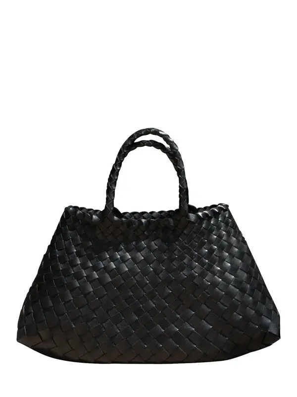 RIMINI Elisabetta Woven Vegan Leather Tote - Black