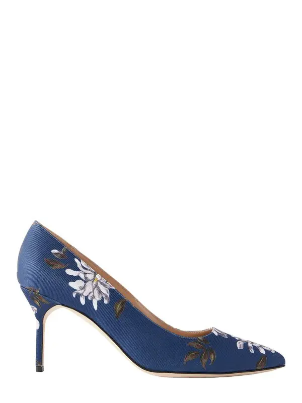 Manolo Blahnik Emilia Wickstead 70 Floral-print Woven Pumps - Blue