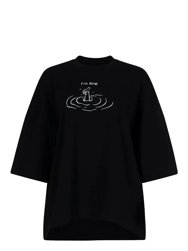 CLOTHES BY LOCKER ROOM Oversized Graphic T-shirt - Black