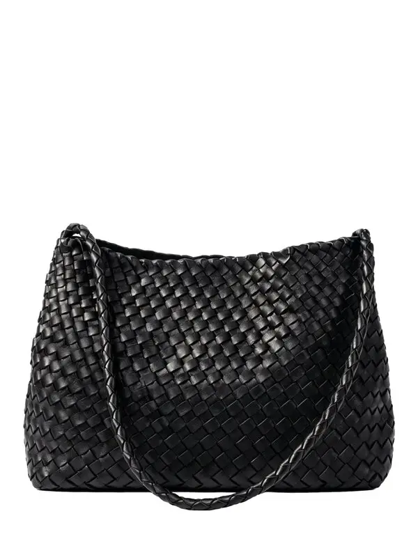 RIMINI Suzy Woven Vegan Leather Shoulder Bag - Black