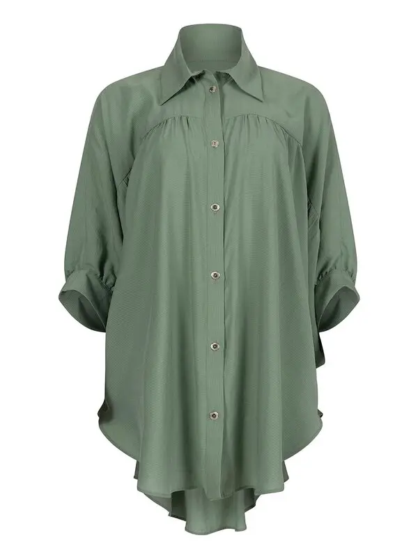 CLOTHES BY LOCKER ROOM Oversized Shirt With Sculptural Sleeves - Green