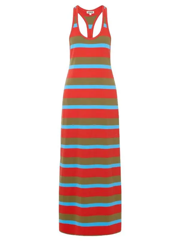 Staud Encino Striped Cotton-blend Maxi Dress - Multi