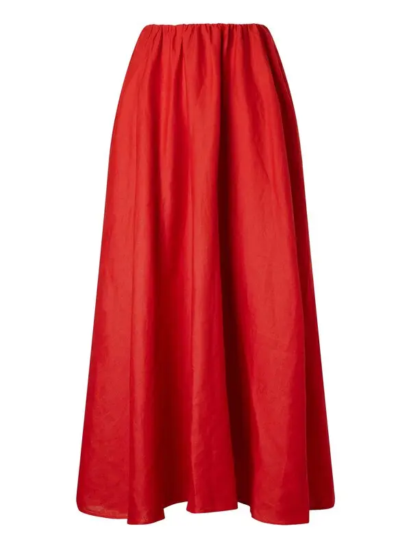 Staud Milano Linen Maxi Skirt - Red