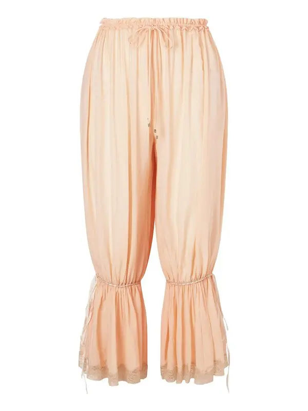 Chloé Ruffled Lace-trimmed Silk-charmeuse Pants - Orange