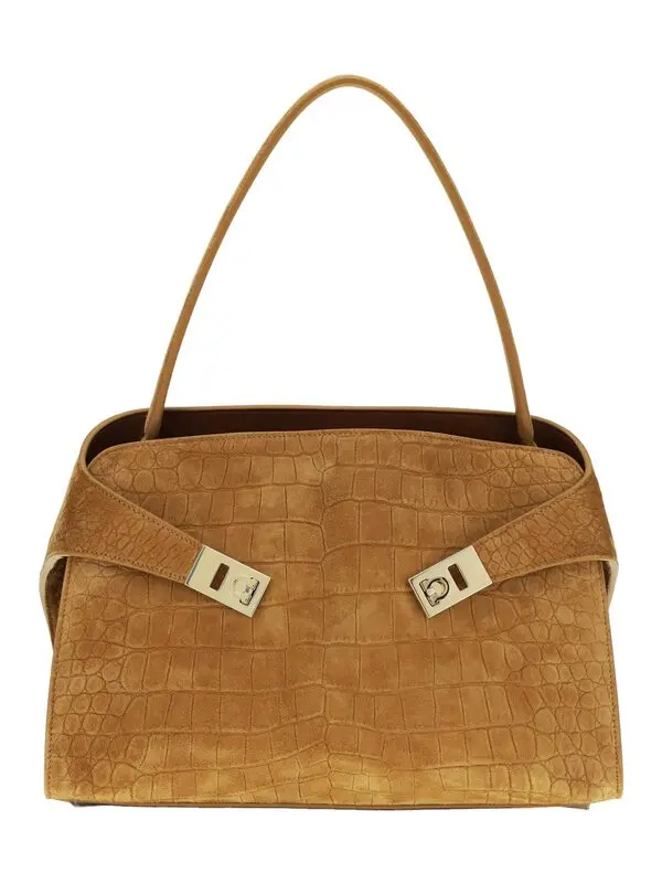 FERRAGAMO Medium Hug Soft Shoulder Bag - Beige
