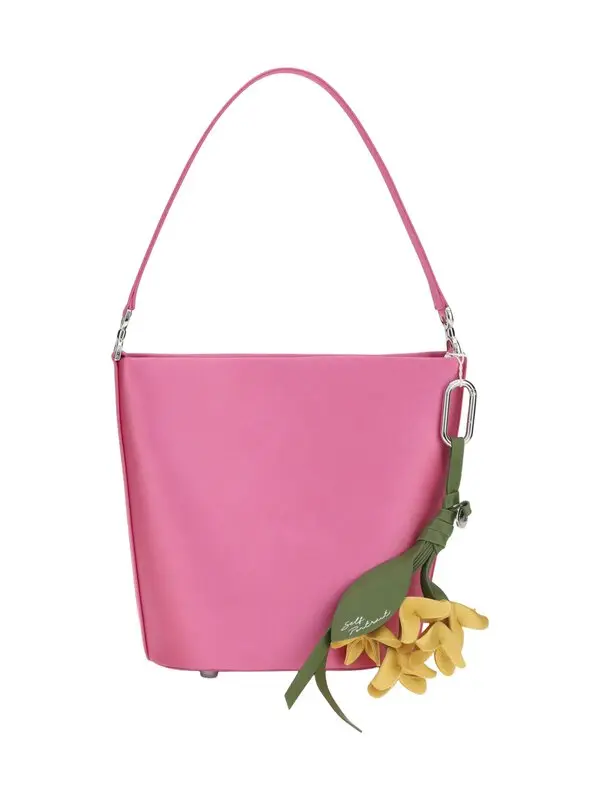 SELF-PORTRAIT Satin Bucket Bag - Pink