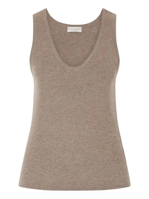 Brunello Cucinelli Ribbed Knit Tank Top - Brown