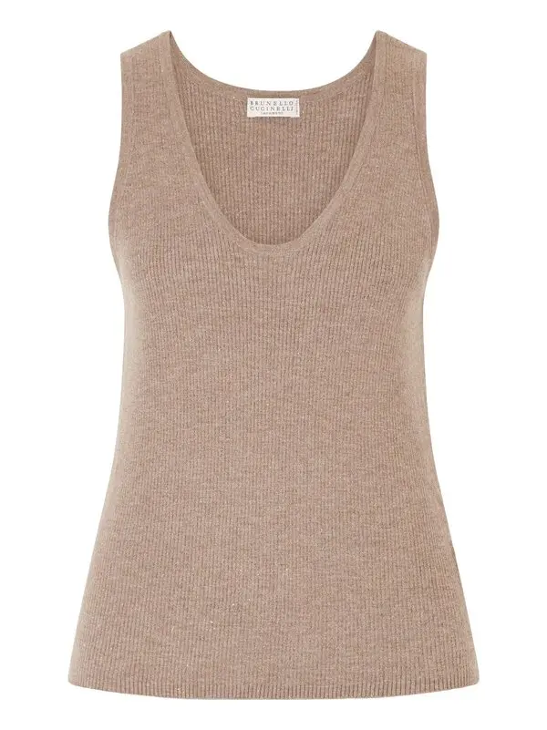 Brunello Cucinelli Ribbed Knit Tank Top - Brown