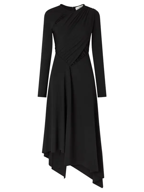 Victoria Beckham Gathered Crepe Midi Dress - Black