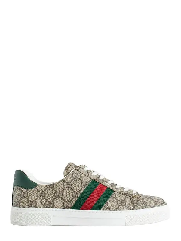 Gucci Ace Gg Supreme Canvas Sneakers - Beige