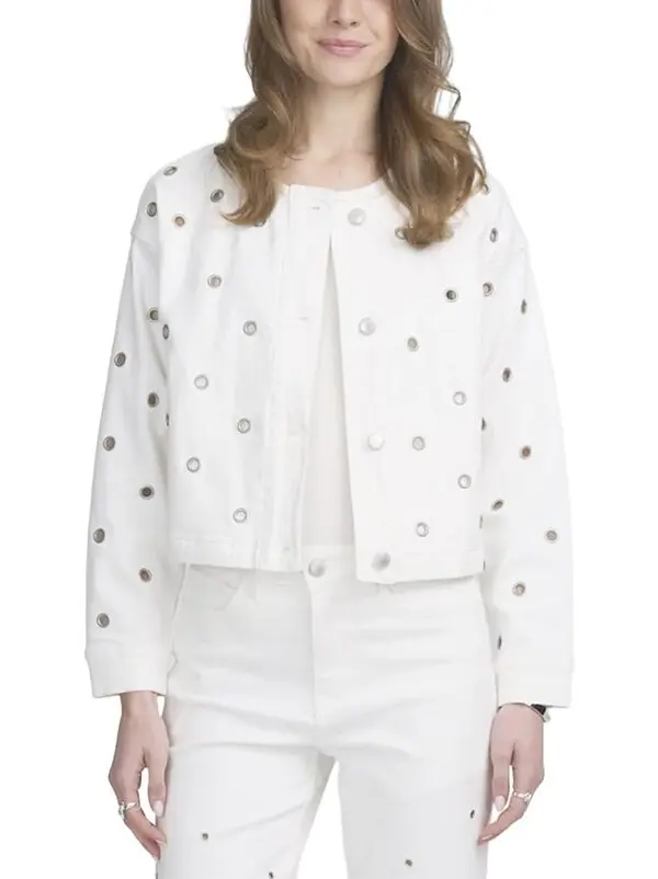 ELLE COLLECTION Grommet Embellished Jacket - Ivory