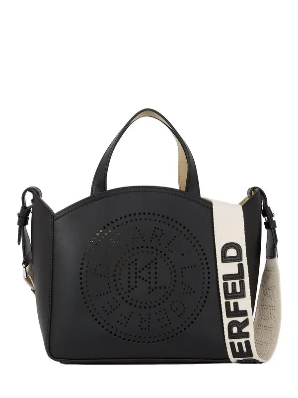 Karl Lagerfeld K/circle Perforated Small Tote Bag - Black