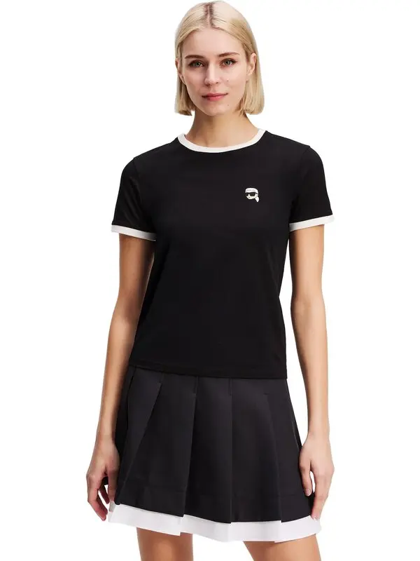 Karl Lagerfeld Ikon Contrast Piping T-shirt - Black