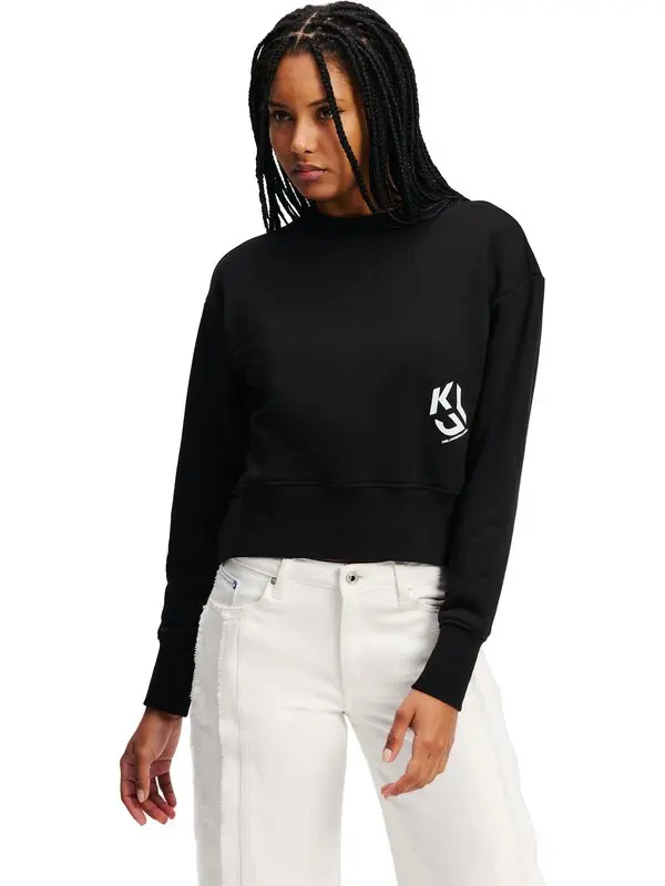 Karl Lagerfeld Monogram Cropped Sweatshirt - Black