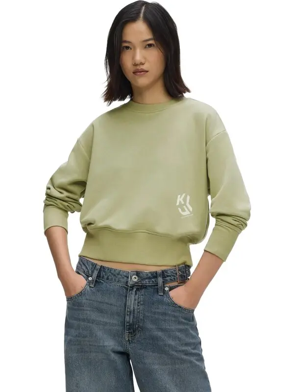 KL JEANS Jeans Monogram Cropped Sweatshirt - Tea