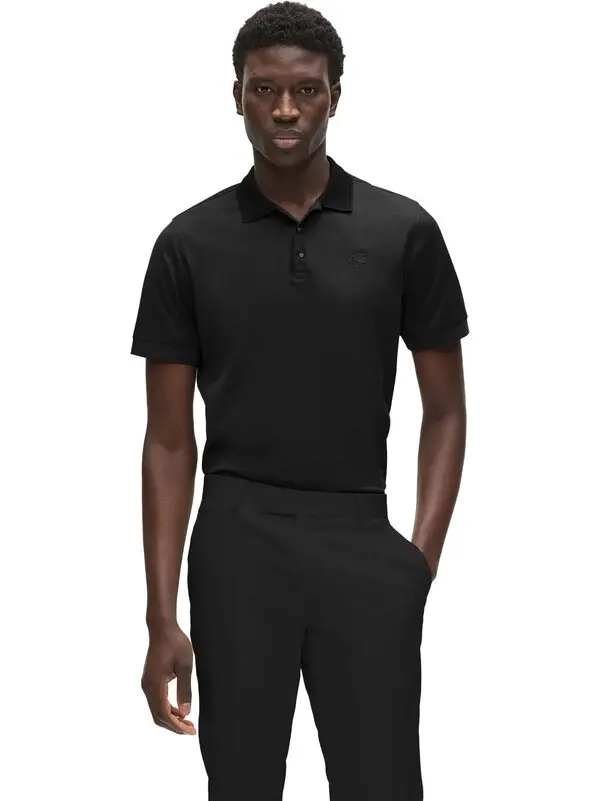 Karl Lagerfeld Square-button Polo Shirt - Black