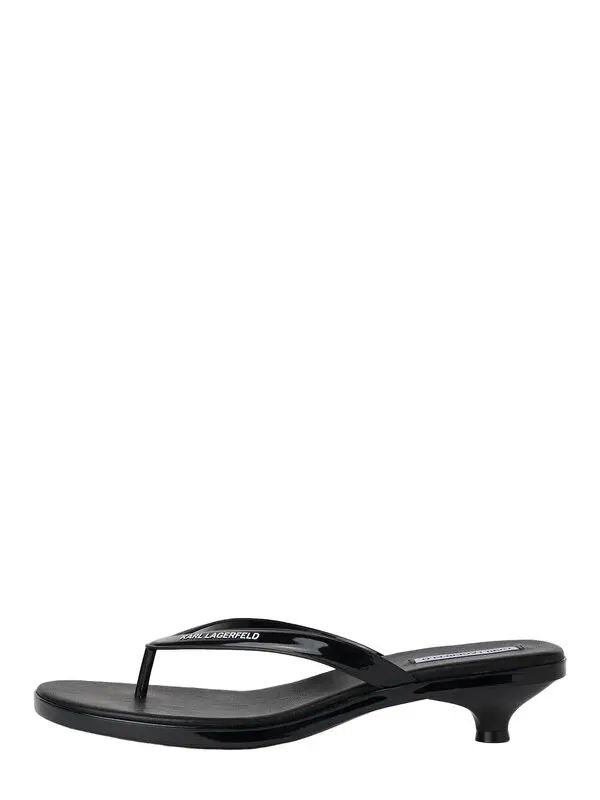 Karl Lagerfeld Glossy Pvc Jelly Heeled Thong Sandals - Black