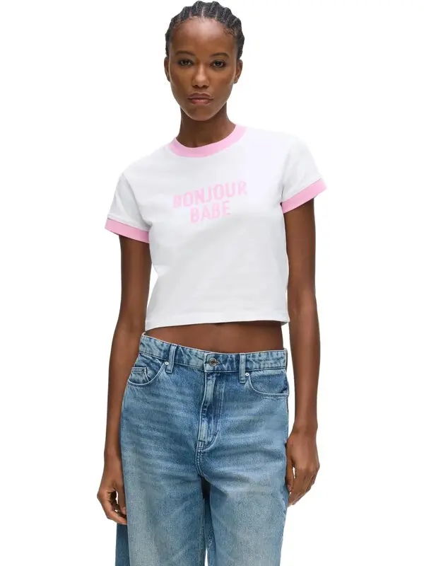Karl Lagerfeld Bonjour Babe" Organic Cotton T-shirt - White